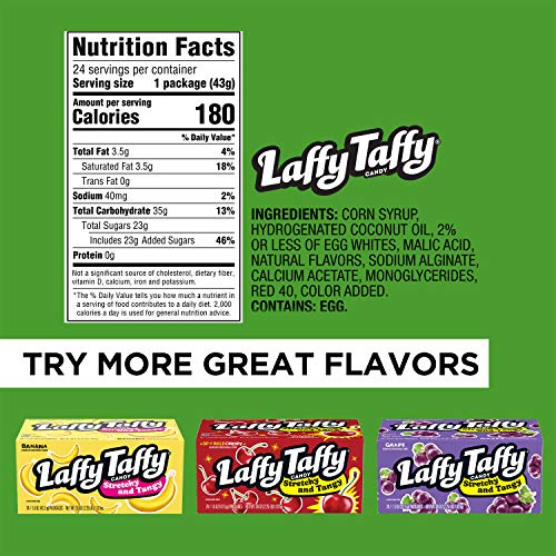 Laffy Taffy Stretchy and Tangy Candy, Watermelon, 1.5 Ounce(Pack of 24)