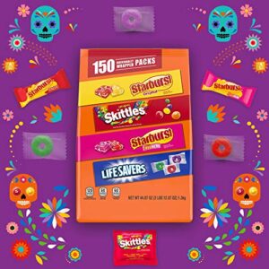 SKITTLES, STARBURST Original, STARBURST Fave Reds, & LIFE SAVERS Gummies Halloween Candy Mix, 44.07 oz. 150-Piece Bag