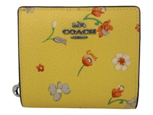 coach snap wallet in mystical floral print yellow style no c8703