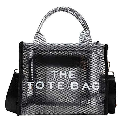 Clear Tote Bag for Women, Plastic Tote Bag Crossbody Beach Bag PVC Travel Bag for Sports Games, Travel, Beach, Pool, Stadium