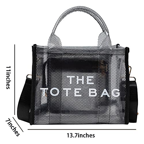 Clear Tote Bag for Women, Plastic Tote Bag Crossbody Beach Bag PVC Travel Bag for Sports Games, Travel, Beach, Pool, Stadium