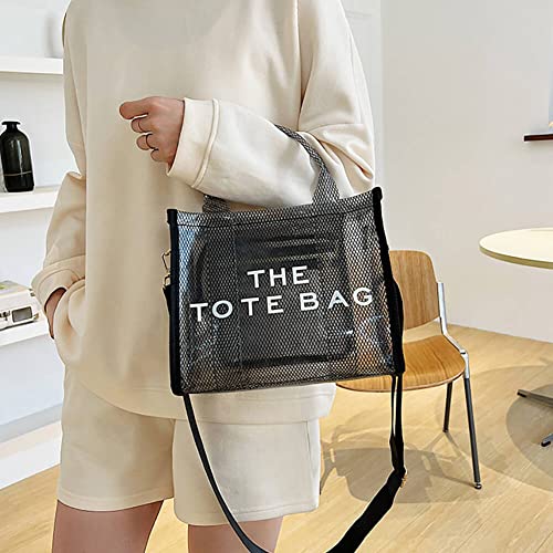 Clear Tote Bag for Women, Plastic Tote Bag Crossbody Beach Bag PVC Travel Bag for Sports Games, Travel, Beach, Pool, Stadium