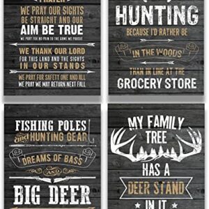 Fishing and Hunting Decor Wall Art Set of 4 - Hunting Wall Art Decor - Gifts for Hunters & Fisherman - Rustic Hunting Cabin Decor - Farmhouse Hunting Wall Decor - 8x10 unframed prints