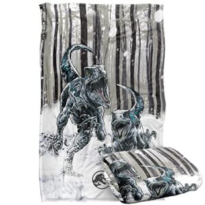 jurassic world: dominion blanket, 36″x58″ forest hunt raptors silky touch super soft throw blanket