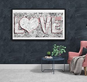 SJPRINTER Inspirational Wall Art, Motivational Giant Coloring Poster Mandala for Kids Adults - Great for Girls, Boys, Arts Crafts, Care Facilities, Schools, Family Time Groups (24" x 48", Love)