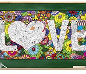 SJPRINTER Inspirational Wall Art, Motivational Giant Coloring Poster Mandala for Kids Adults - Great for Girls, Boys, Arts Crafts, Care Facilities, Schools, Family Time Groups (24" x 48", Love)