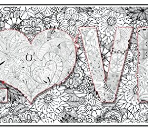 SJPRINTER Inspirational Wall Art, Motivational Giant Coloring Poster Mandala for Kids Adults - Great for Girls, Boys, Arts Crafts, Care Facilities, Schools, Family Time Groups (24" x 48", Love)