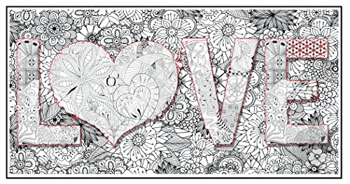 SJPRINTER Inspirational Wall Art, Motivational Giant Coloring Poster Mandala for Kids Adults - Great for Girls, Boys, Arts Crafts, Care Facilities, Schools, Family Time Groups (24" x 48", Love)