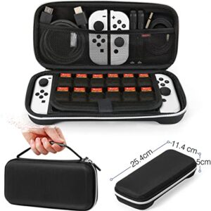 Bestico Carrying Case for Nintendo Switch/Switch OLED Model, Protective Hard Shell Travel Storage Switch Carry Case with 12 Game Card Slots for Nintendo Switch Console & Accessories