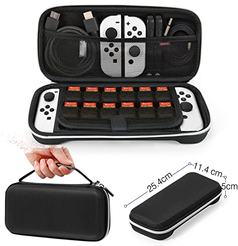 Bestico Carrying Case for Nintendo Switch/Switch OLED Model, Protective Hard Shell Travel Storage Switch Carry Case with 12 Game Card Slots for Nintendo Switch Console & Accessories