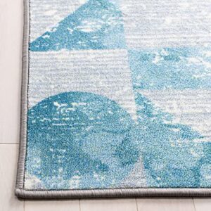 Safavieh Kids Playhouse Collection Machine Washable Slip Resistant 7'9" x 10' Grey/Blue KPH222F Abstract Distressed Playroom Nursery Bedroom Area Rug