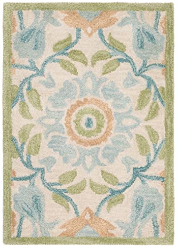 Safavieh Antiquity Collection 2' x 3' Ivory/Green AT59A Handmade Floral Premium Wool Entryway Living Room Foyer Bedroom Kitchen Accent Rug