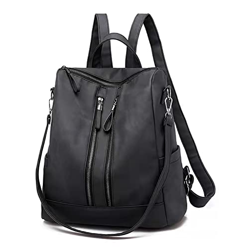 Leather Fashion Backpack Purse for Women Convertible Large Designer Travel Ladies Casual College Shoulder Bag(black), 11.8(L) X5.9(W)X12.2(H) inch