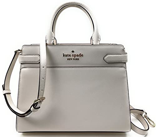 Kate Spade New York Staci Medium Saffiano Leather Satchel Purse (Parchment)