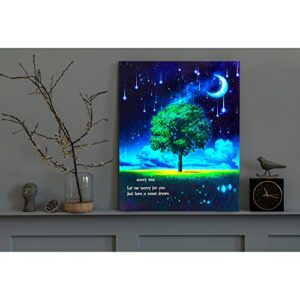 dohwa blingco worry tree led lighted wall art with timer 15.7″ x 19.6″ home decor anxiety relief item meditation accessories