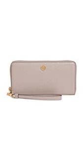 tory burch women’s robinson zip continental wallet, grey heron, one size