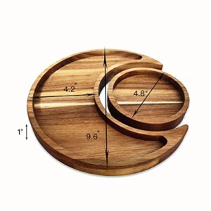 Moon Tray Acaica Wood Crystal Holder for Stones Healing Crystals Storage and Organizer Crescent Bowl Witchy Crystal Display Essential Oil Holder Moon Jewelry Dish (Acacia Wood 1)