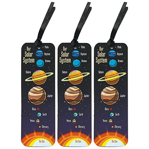 Fun Express 48 Count Laminated Solar System Bookmarks | School Classroom Library Goodie Bags Science Reading Program