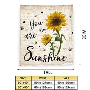 You are My Sunshine Blanket Sunflower Blanket Throw Soft and Comfortable, Warm Flannel Blanket Living Room Bedroom Sofa Bed Four Seasons 40"x50"