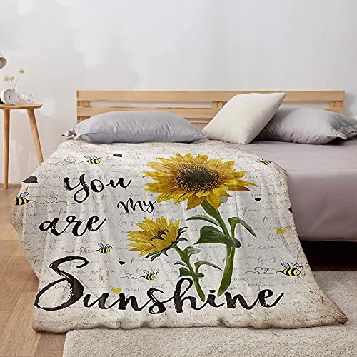 You are My Sunshine Blanket Sunflower Blanket Throw Soft and Comfortable, Warm Flannel Blanket Living Room Bedroom Sofa Bed Four Seasons 40"x50"