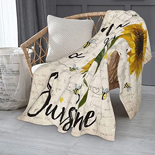 You are My Sunshine Blanket Sunflower Blanket Throw Soft and Comfortable, Warm Flannel Blanket Living Room Bedroom Sofa Bed Four Seasons 40"x50"