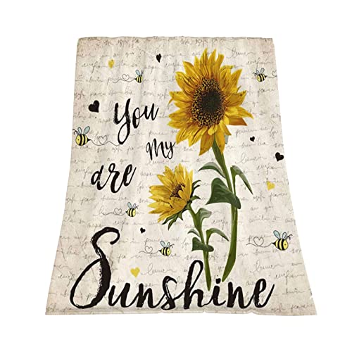 You are My Sunshine Blanket Sunflower Blanket Throw Soft and Comfortable, Warm Flannel Blanket Living Room Bedroom Sofa Bed Four Seasons 40"x50"