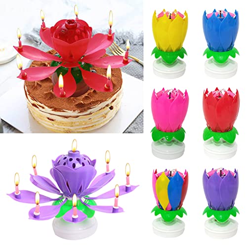 curfair Lotus Candle LED Festive Electric Lotus Candles Visual Effect Solid Paraffin Unique Creative Multicolor 1 Pcs