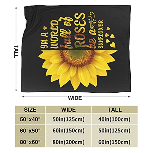 Yellow Sunflower Blanket Black Yellow Throw Blanket Big Yellow Sunflowers Printed Fleece Blanket Luxury Soft Lightweight Blanket for Bedroom Couch Sofa (80"x60")