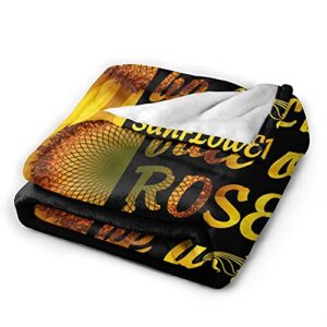 Yellow Sunflower Blanket Black Yellow Throw Blanket Big Yellow Sunflowers Printed Fleece Blanket Luxury Soft Lightweight Blanket for Bedroom Couch Sofa (80"x60")