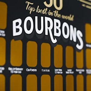 The Bourbon Bucket List 50 Best Bourbons Scratch Off Poster - Gift For Whiskey Lover, Bar, Game Room or Man Cave - Bourbon poster - Men poster - Bourbon gifts - Whiskey gift, 13,3*1,9*1,9