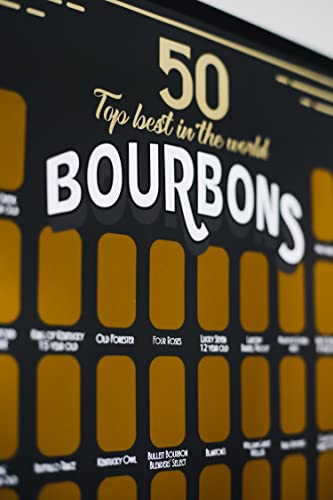 The Bourbon Bucket List 50 Best Bourbons Scratch Off Poster - Gift For Whiskey Lover, Bar, Game Room or Man Cave - Bourbon poster - Men poster - Bourbon gifts - Whiskey gift, 13,3*1,9*1,9