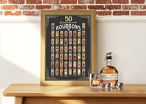 The Bourbon Bucket List 50 Best Bourbons Scratch Off Poster - Gift For Whiskey Lover, Bar, Game Room or Man Cave - Bourbon poster - Men poster - Bourbon gifts - Whiskey gift, 13,3*1,9*1,9