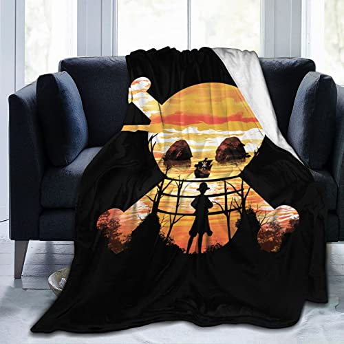 One Piece Blanket Flannel Fleece Anime Throw Blanket for Living Room/Bedroom/Sofa/Chair 80"X60"