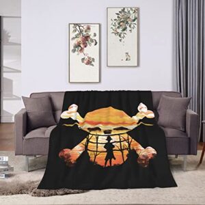 One Piece Blanket Flannel Fleece Anime Throw Blanket for Living Room/Bedroom/Sofa/Chair 80"X60"