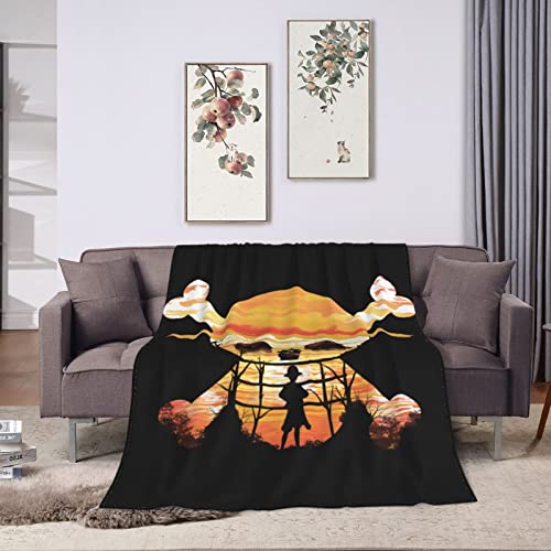 One Piece Blanket Flannel Fleece Anime Throw Blanket for Living Room/Bedroom/Sofa/Chair 80"X60"