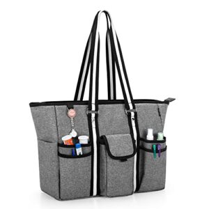 curmio nurse tote bag with additional bottom support for home health care, clinical bag for nursing students, doctors, medical assistants, gray (empty bag only, patented design)