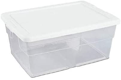 16445512 16 Quart (QT) Storage Box Container, White Lids & Clear Base (U001)