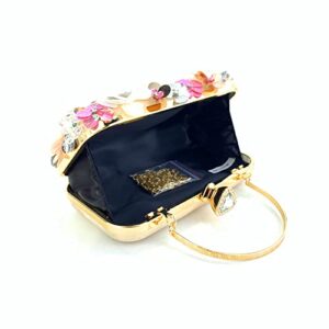 LGXIGE Evening Purses For Women With Pretty Flowers Pearl Decorated (Beige)