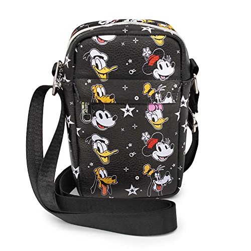 Buckle Down Disney Bag, Cross Body, Disney The Sensational Six Smiling Faces, Black, Vegan Leather