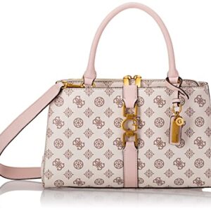 Guess Women's GUESS Briana Girlfriend Medium Satchel Crossbody Tote Bag Handbag - Cream Logo