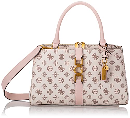 Guess Women's GUESS Briana Girlfriend Medium Satchel Crossbody Tote Bag Handbag - Cream Logo