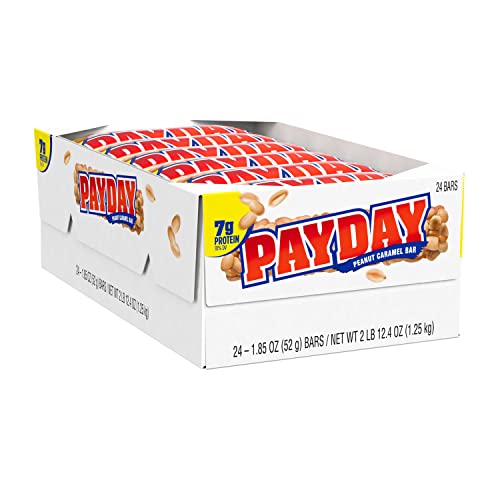 PAYDAY Peanut Caramel Movie Snack, Bulk, Individually Wrapped Candy Bars, 1.85 oz (24 Count)