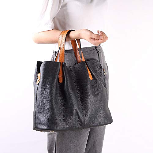 Women’s Leather Handbag Shoulder Bags Work Tote Bag Top Handle Bag Ladies Designer Purses Satchel West Large Leather