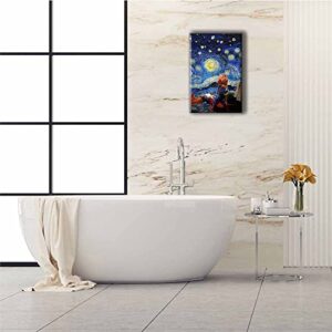 Dumb and Dumber Bathroom Funny Movie Poster-van Gogh Starry Night Abstract Wall Art Decor-Harry on The Toilet Humor Picture Decoration (12x16in(30x40cm)-Framed)