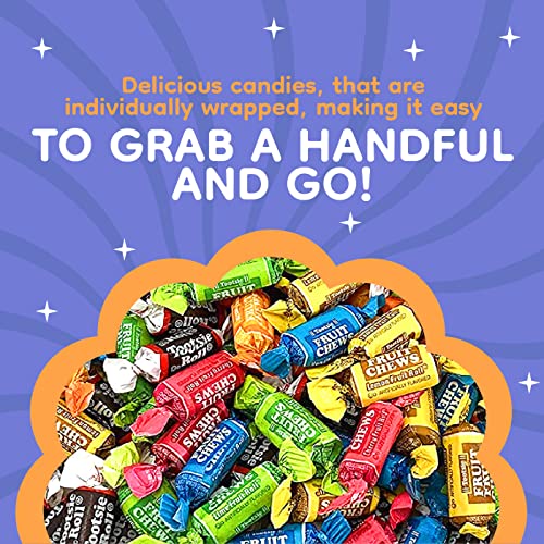 LaetaFood Tootsie Roll Chewy Candy, Assorted Taffies Fruit & Chocolate Flavors (1 Pound Bag)