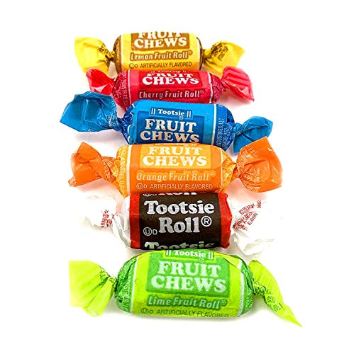 LaetaFood Tootsie Roll Chewy Candy, Assorted Taffies Fruit & Chocolate Flavors (1 Pound Bag)