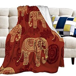 Elephant Blanket Elephant Throw Blanket for Women Elephant Decor Red Blanket for Couch Super Warm Soft Plush Lightweight Fleece Flannel Blanket Winter Bedding Blanket Gifts for Kids Adults 40"x50"