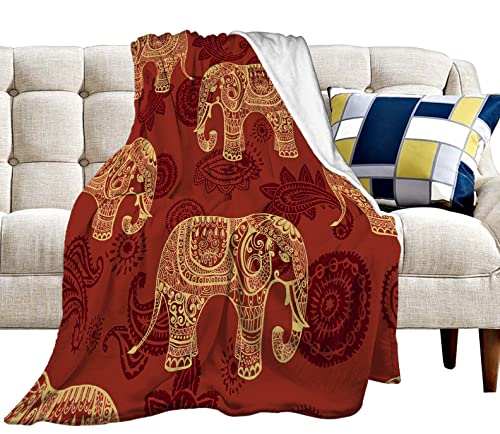 Elephant Blanket Elephant Throw Blanket for Women Elephant Decor Red Blanket for Couch Super Warm Soft Plush Lightweight Fleece Flannel Blanket Winter Bedding Blanket Gifts for Kids Adults 40"x50"