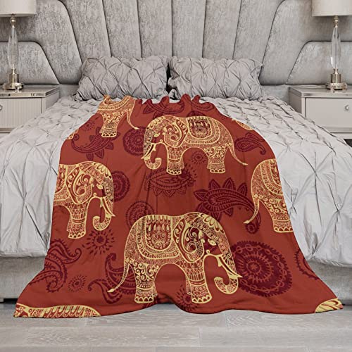 Elephant Blanket Elephant Throw Blanket for Women Elephant Decor Red Blanket for Couch Super Warm Soft Plush Lightweight Fleece Flannel Blanket Winter Bedding Blanket Gifts for Kids Adults 40"x50"