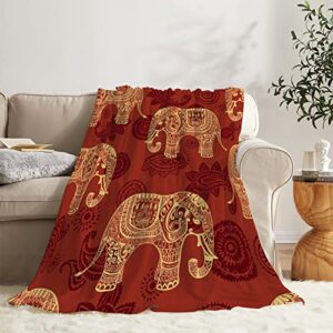 Elephant Blanket Elephant Throw Blanket for Women Elephant Decor Red Blanket for Couch Super Warm Soft Plush Lightweight Fleece Flannel Blanket Winter Bedding Blanket Gifts for Kids Adults 40"x50"